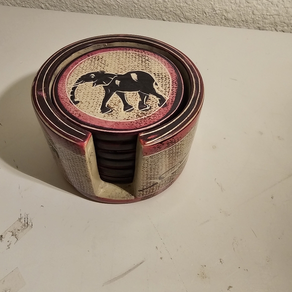 Dining | Soapstone Coaster African Safari Animals Set Of 6 With Holder ...